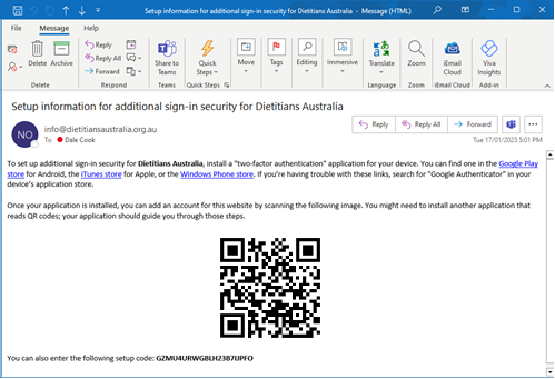 iMIS Two-Factor Authentication (2FA) Setup and Troubleshooting – Dietitians Australia