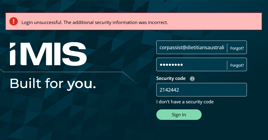 iMIS Two-Factor Authentication (2FA) Setup and Troubleshooting – Dietitians Australia