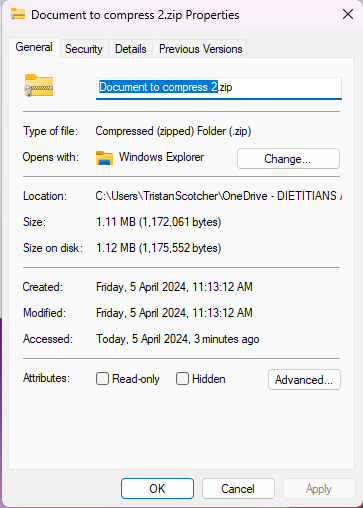 Compressing Files/Folders to Zip files – Dietitians Australia