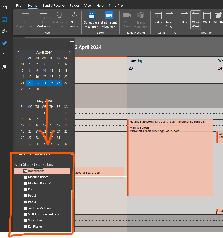 Adding Boardroom, meeting room and pods to Outlook Calendar ...